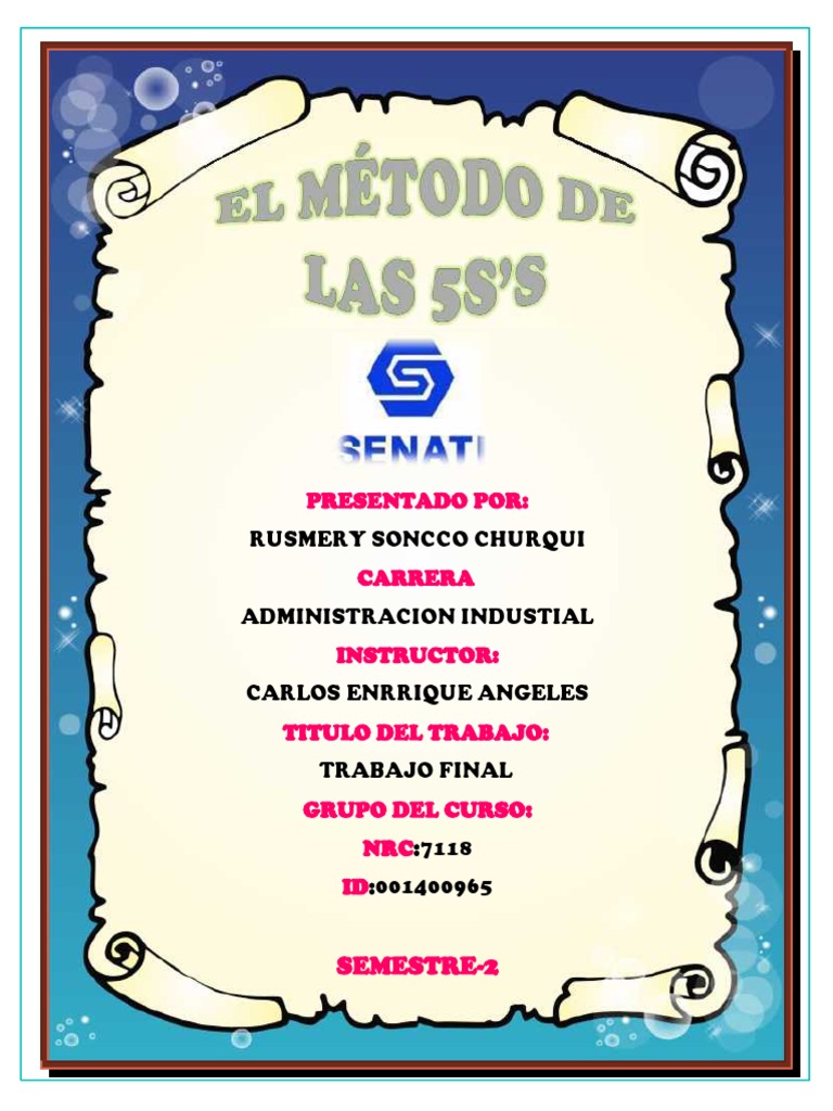Trabajo Final El Metodo de Las 5'S Rusmery Soncco Churqui | PDF | Cocina