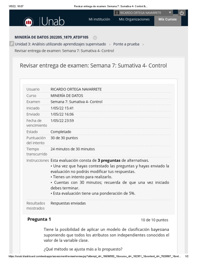 Revisar Entrega de Examen - Semana 7 - Sumativa 4 - Control &.. | PDF | Red neuronal artificial ...
