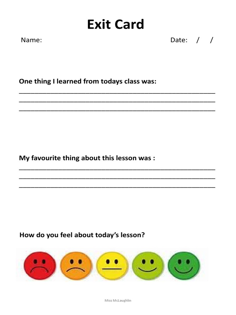 Exit Card l9 1st Year | PDF