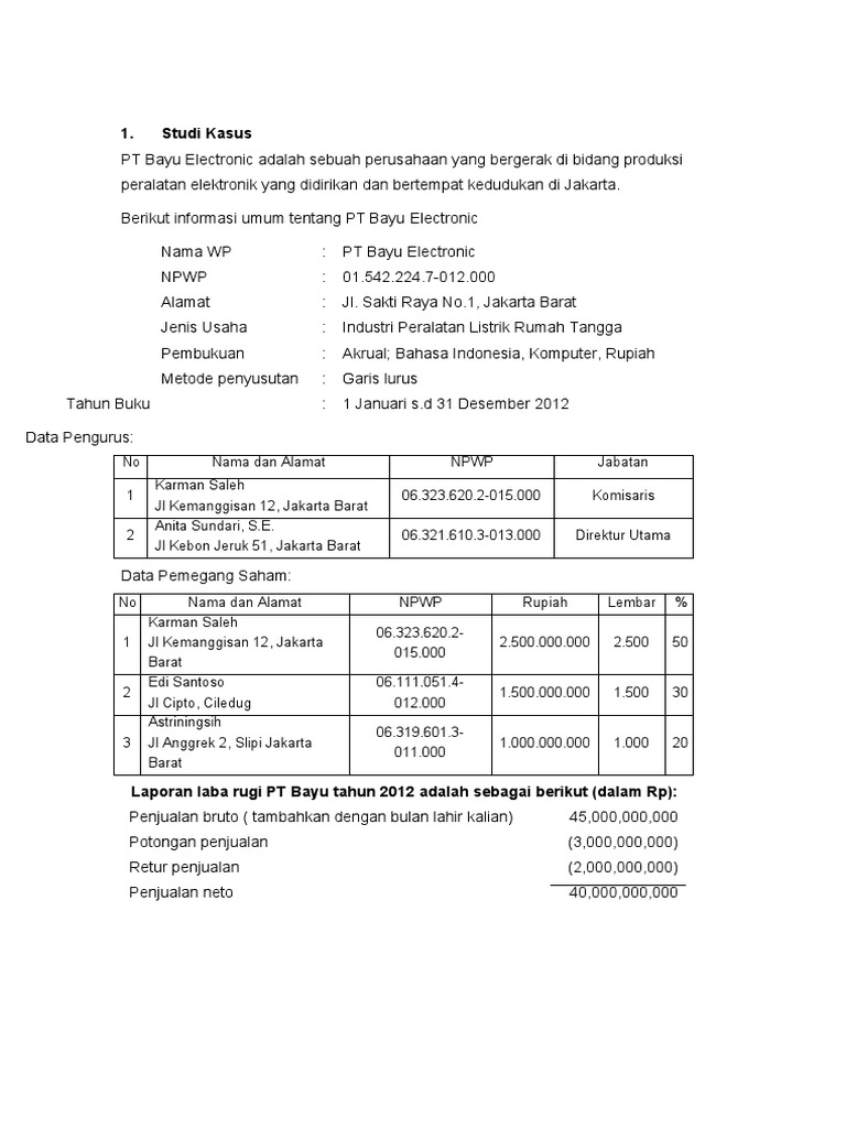 Latihan Rekonsiliasi Fiskal Pdf