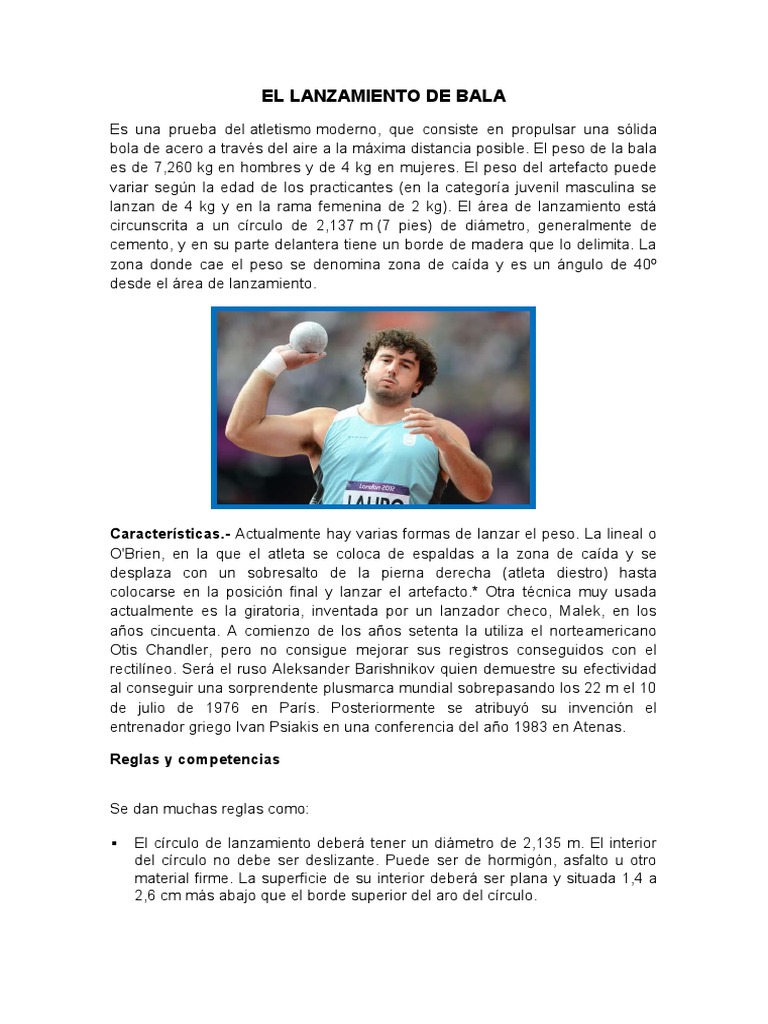 El Lanzamiento de Bala | PDF | Juegos de habilidad física | Deportes ...