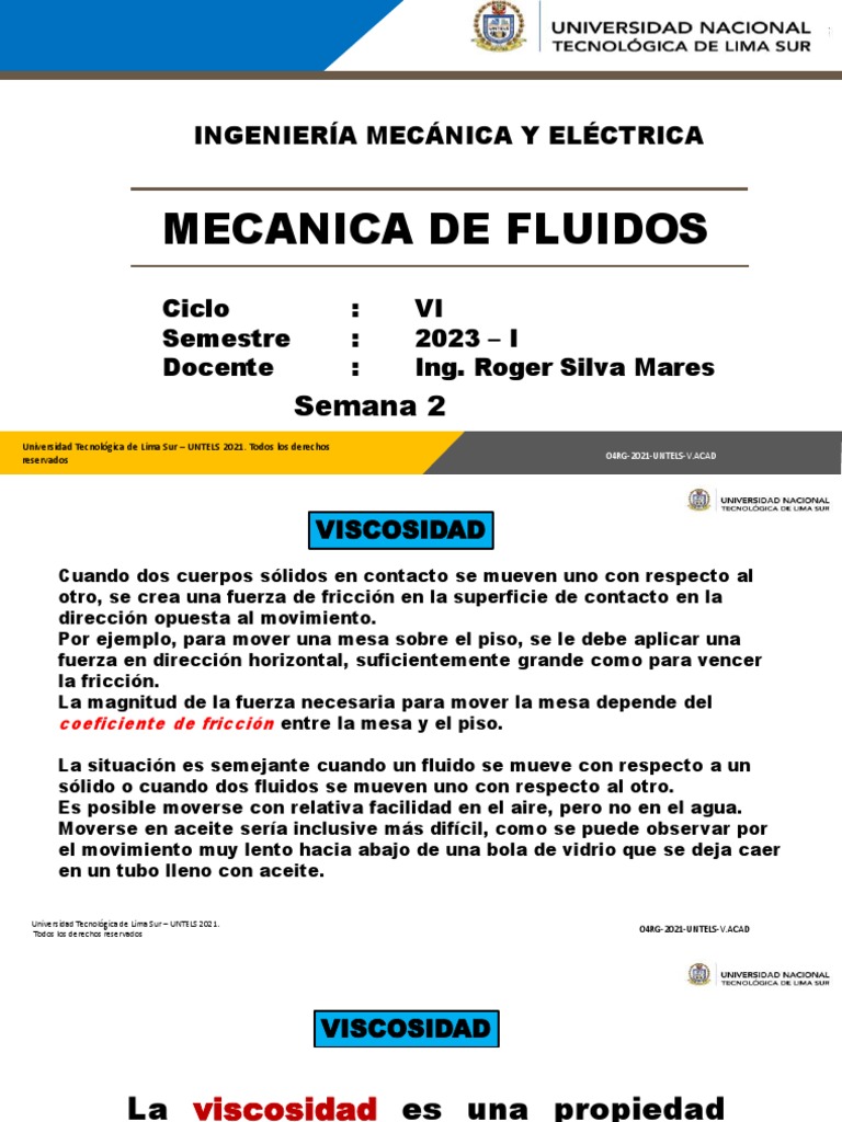 IM06 S11089712 Sem 2 Fluidos 23 I | PDF | Viscosidad | Presión