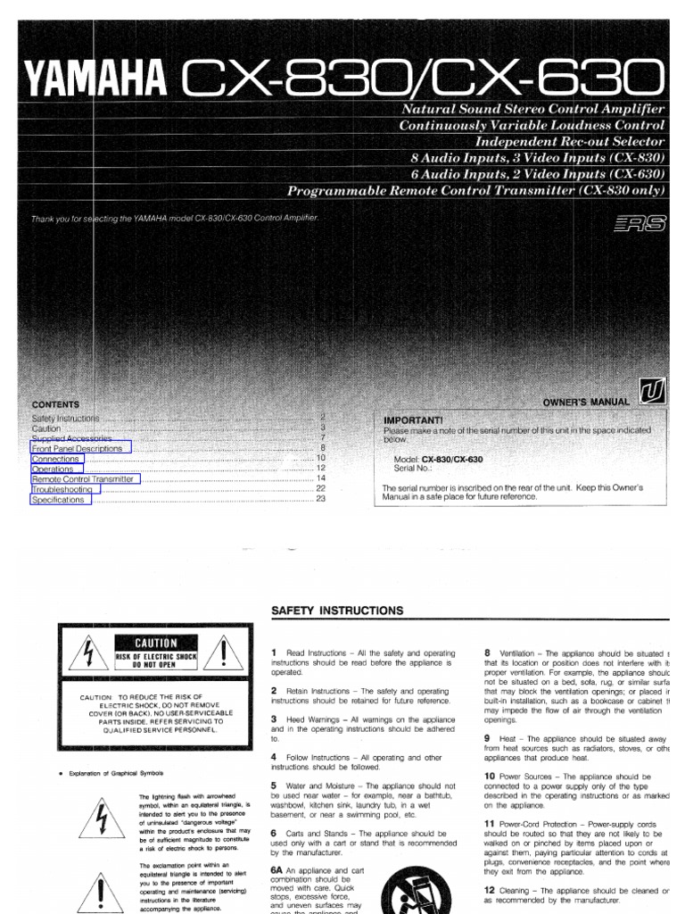 Yamaha cx630 | PDF