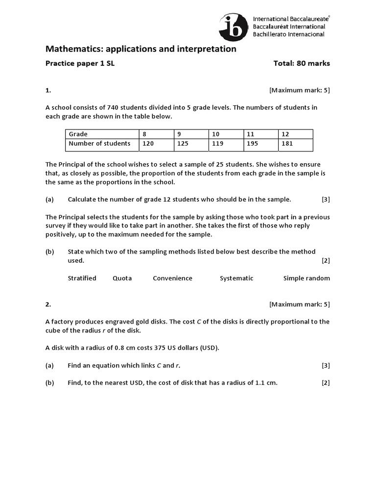 Math Proc Paper AI SL | PDF