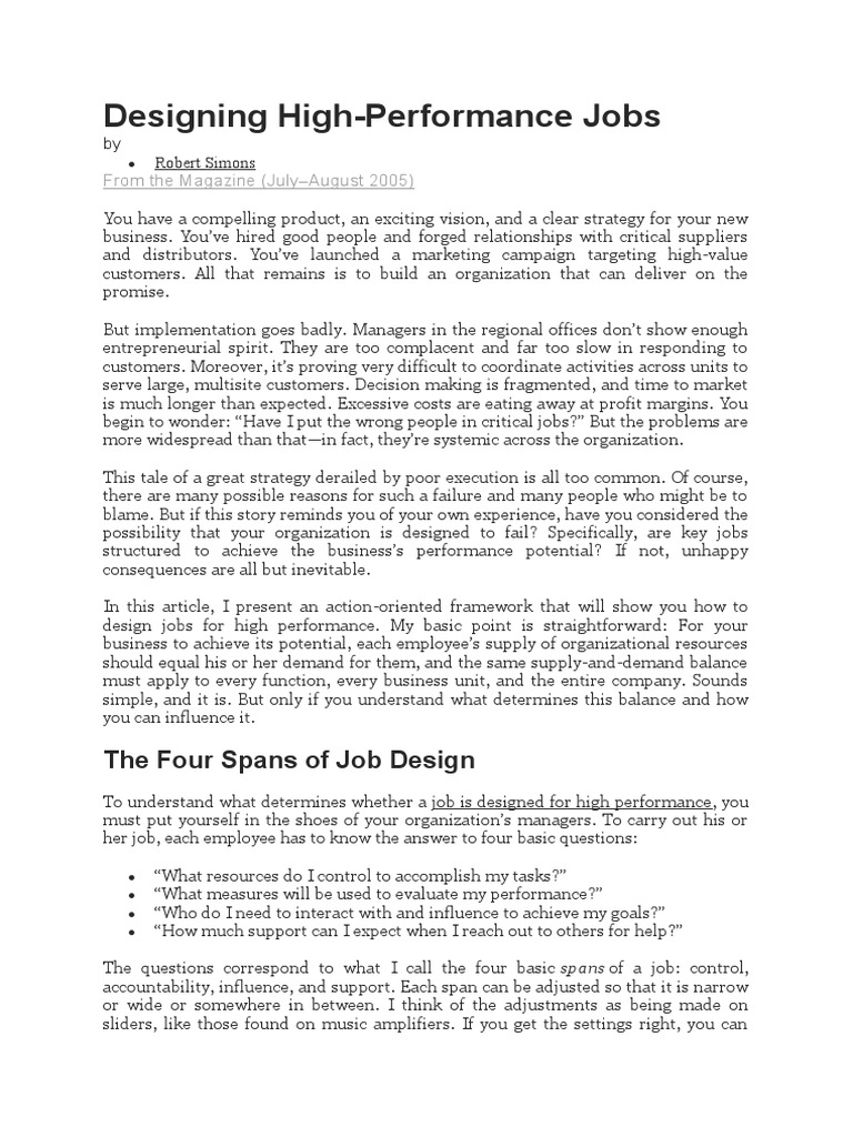 High-Performance Job Design Strategies | PDF | Walmart | Marketing