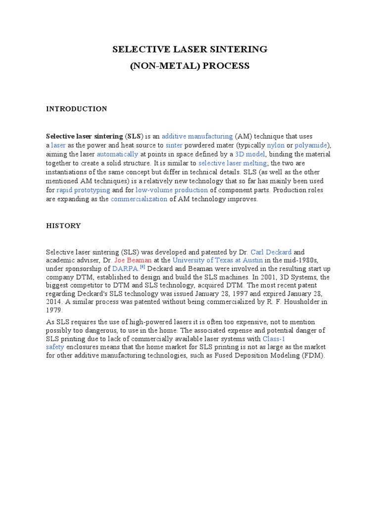 Selective Laser Sintering | PDF | Secondary Sector Of The Economy | Physical Sciences