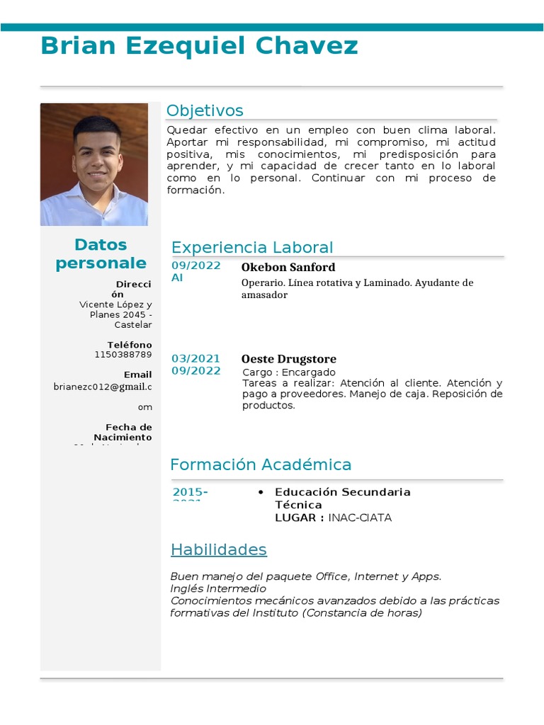 CV Brian Ezequiel Chavez | PDF