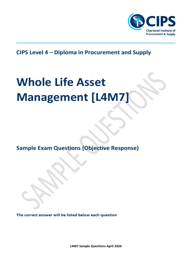 Whole Life Asset Management (L4M7) : CIPS Level 4 - Diploma in ...