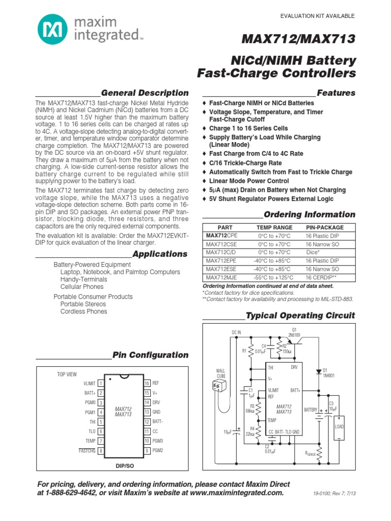 Max712 Max713 | PDF | Battery Charger | Materials Science