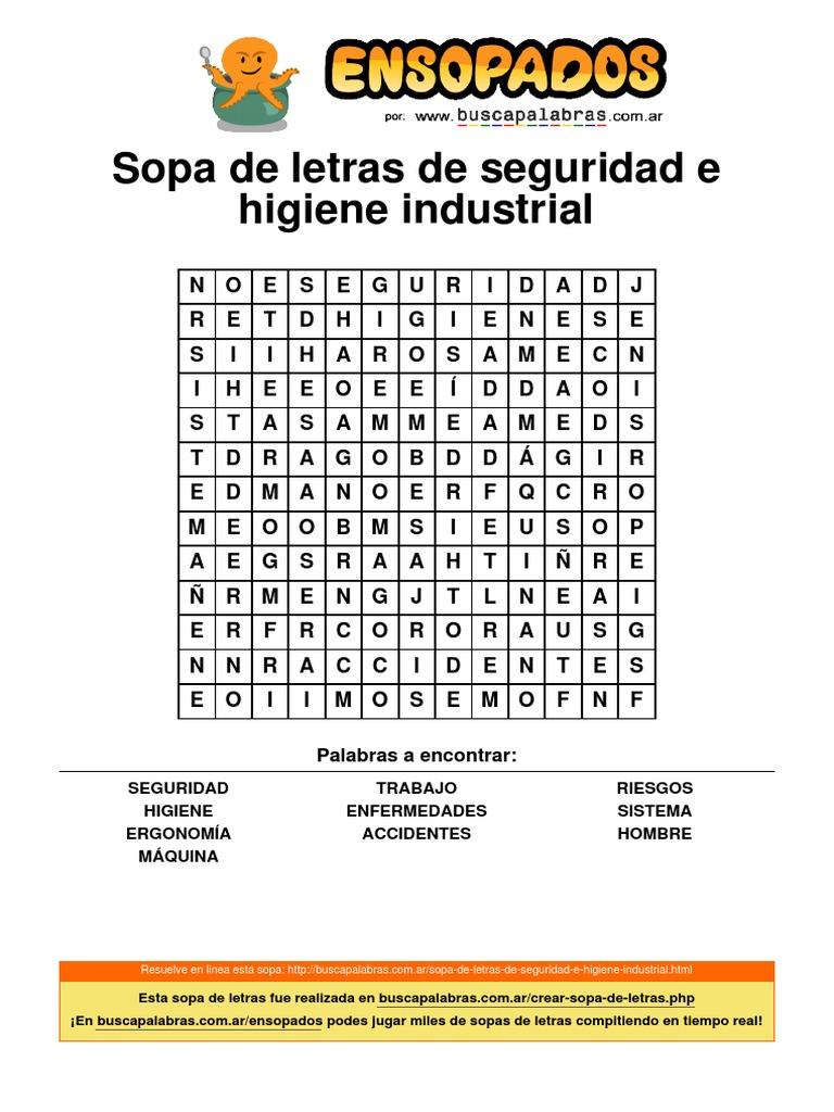 Sopa de Letras: Seguridad e Higiene | PDF