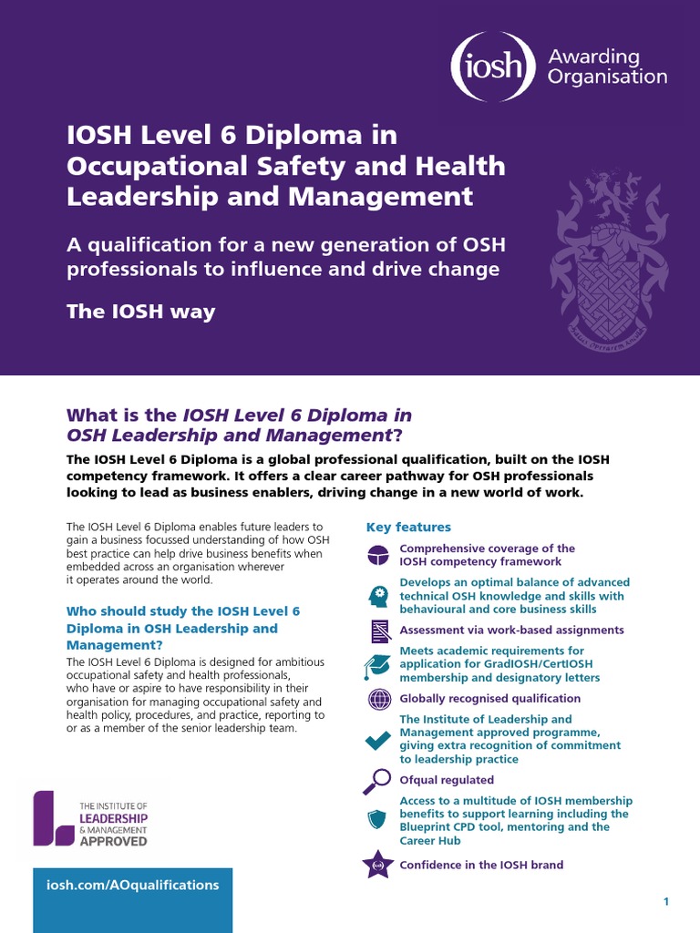 IOSH - Level - 6 - Diploma | PDF | Leadership | Learning