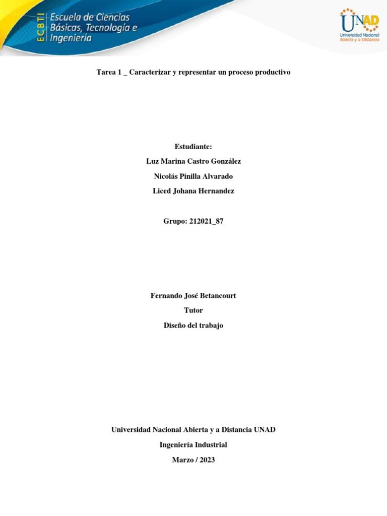 Tarea 1 - Caracterizar y Representar Un Proceso Productivo | PDF ...