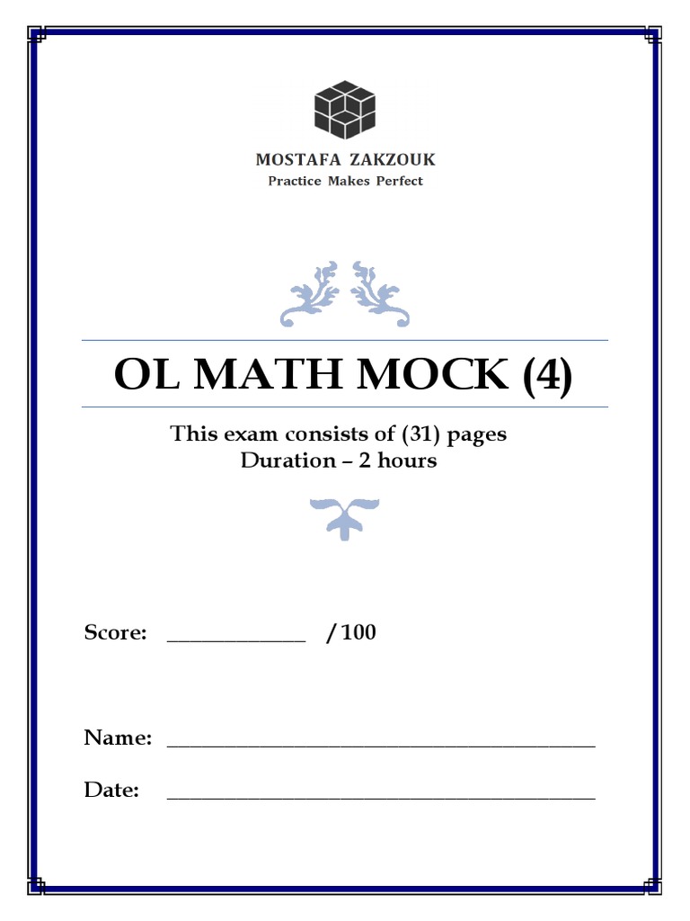 OL Math Mock (4), QP | PDF | Sphere | Area