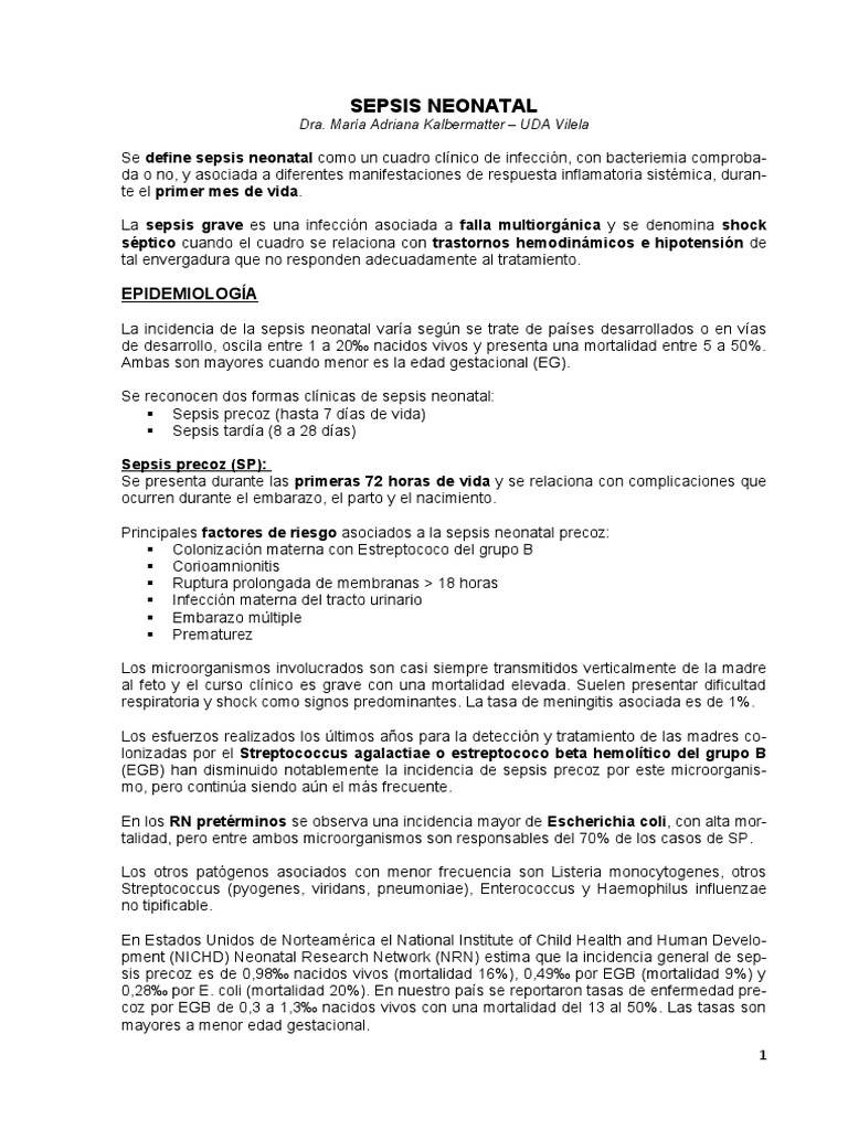 01 Sepsis Neonatal | PDF | Sistema inmune | Septicemia