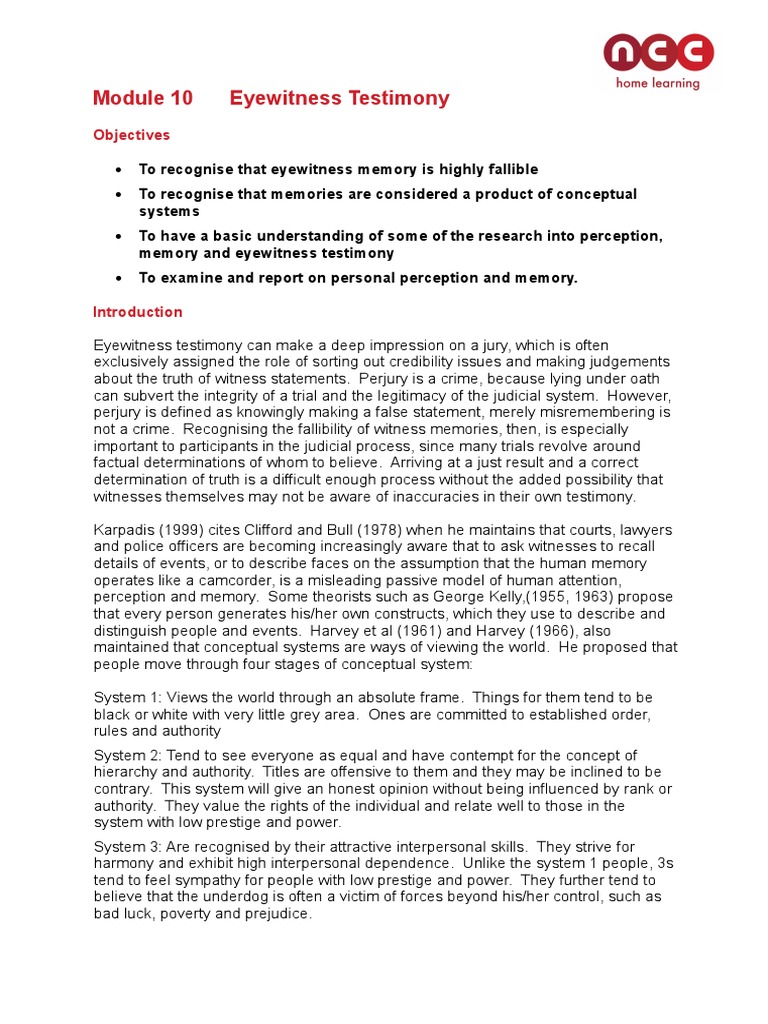 Understanding the Fallibility of Eyewitness Memory: A Review of Factors ...