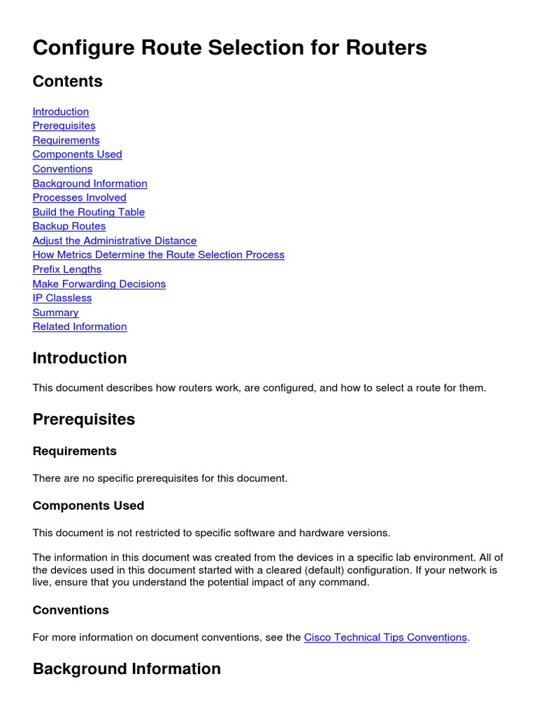 Route Selection For Routers | PDF | Routing | Router (Computing)