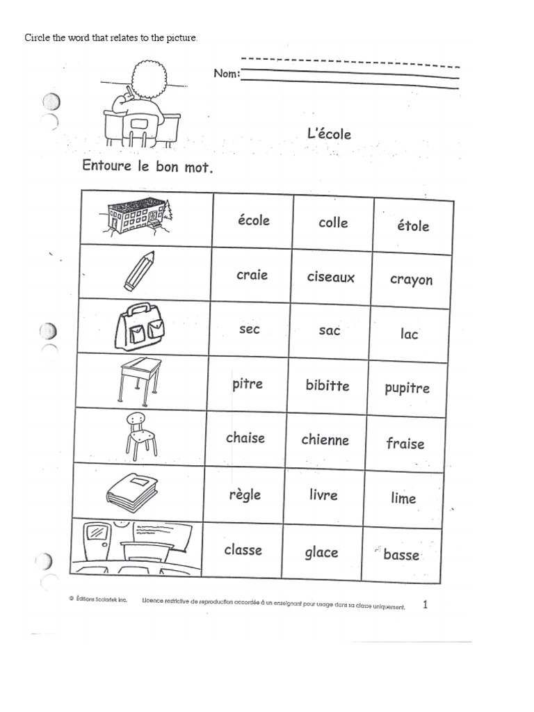 French Homework 1 L'école | PDF