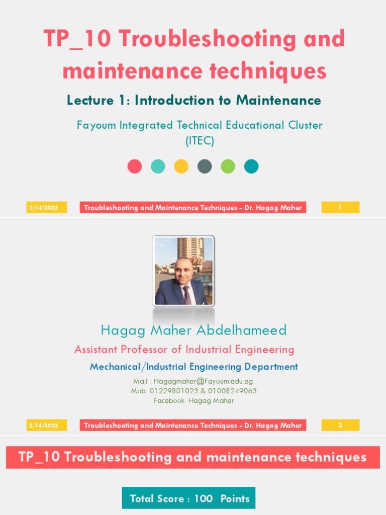 TP - 10 Troubleshooting and Maintenance Techniques: Lecture 1: Introduction To Maintenance | PDF ...