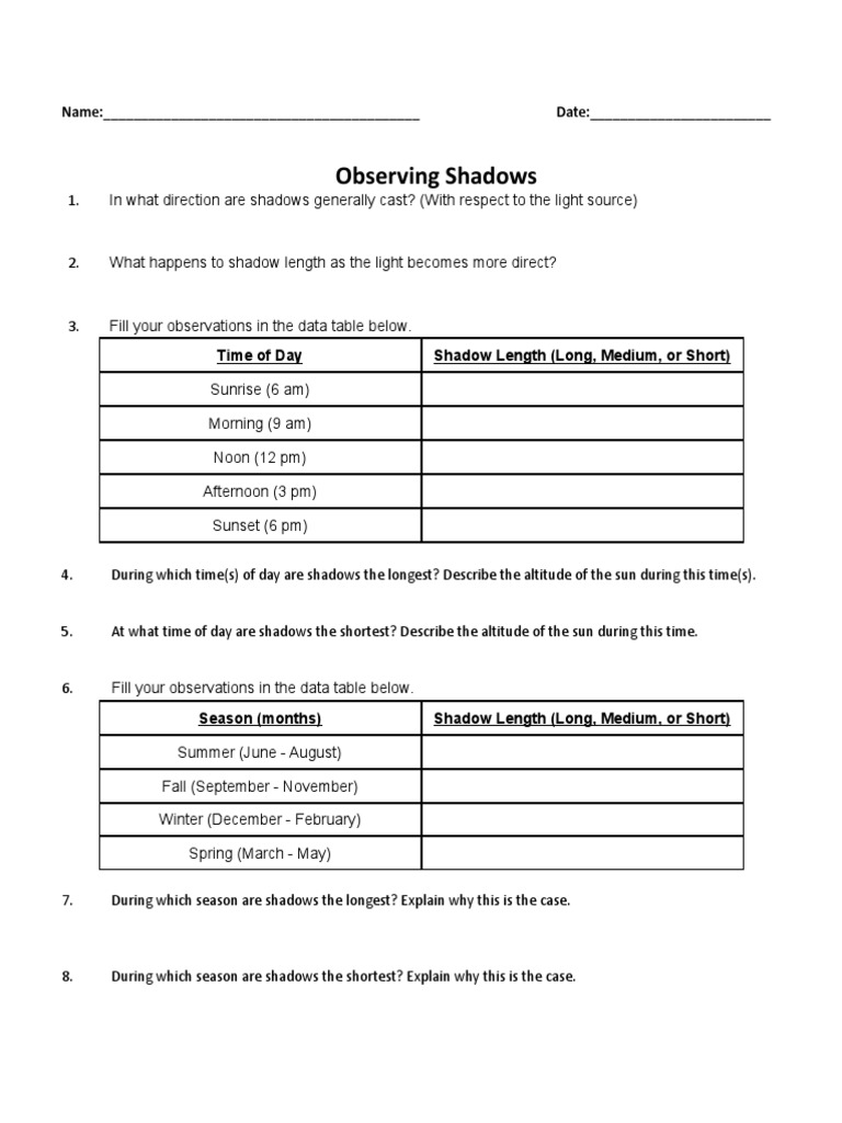 Shadow Modeling Worksheet | PDF | Foreign Language Studies | Teaching ...