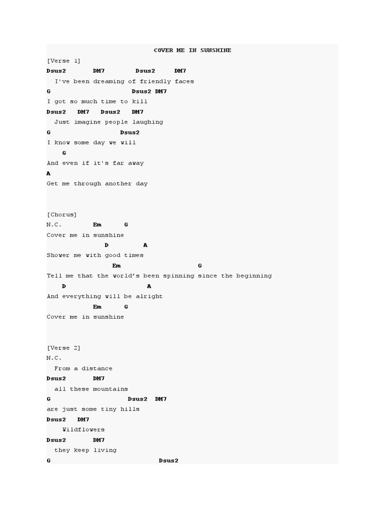Cover Me in Sunshine | PDF