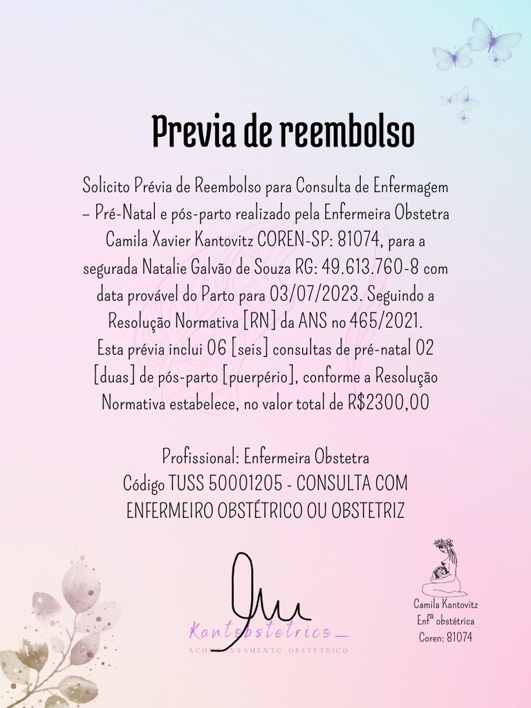 Pedido De Reembolso Natalie Pdf