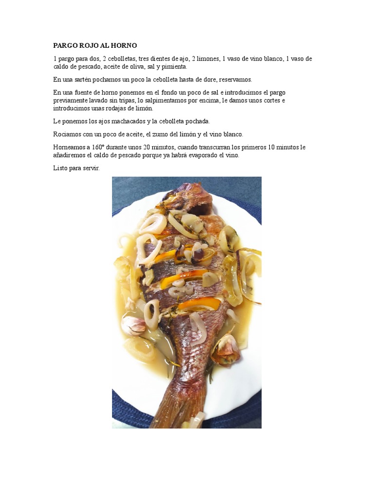 Pargo Rojo al Horno: Receta Fácil y Rápida | PDF