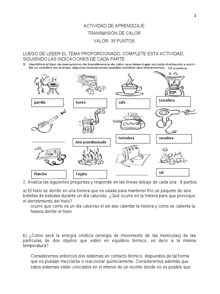 Actividad de Aprendizaje de Transferencia de Calor | PDF | Calor | Cantidad