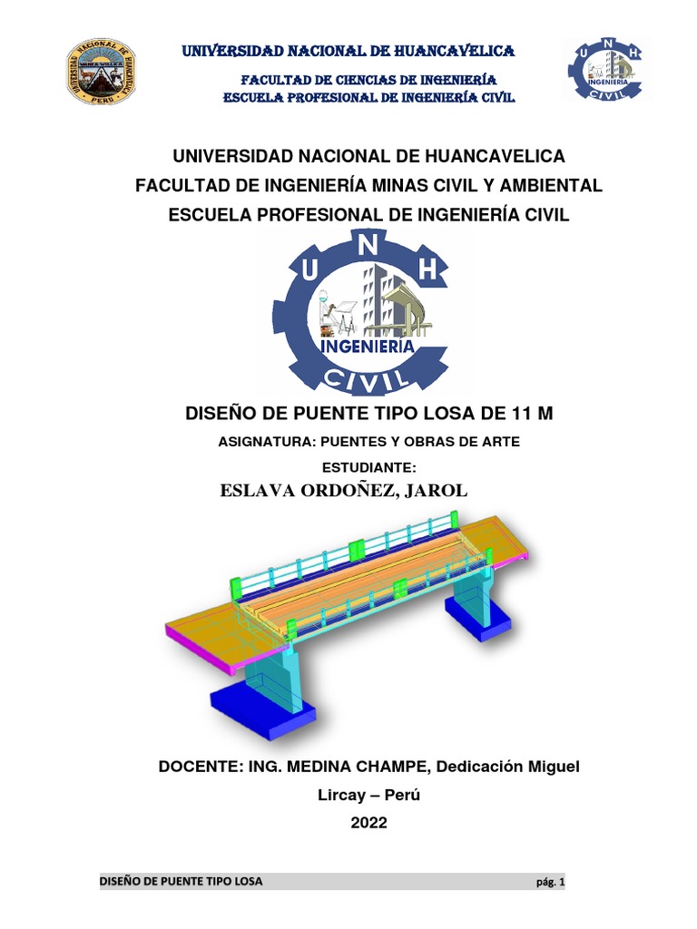 Diseño De Un Puente Tipo Losa De 11 M Con Estribo Pdf Hormigón Puente