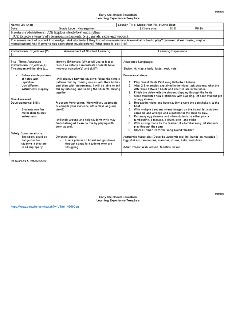 Ece Lesson Plan Music | Download Free PDF | Learning | Teaching Ece Lesson Plan Music | Download Free PDF | Learning | Teaching