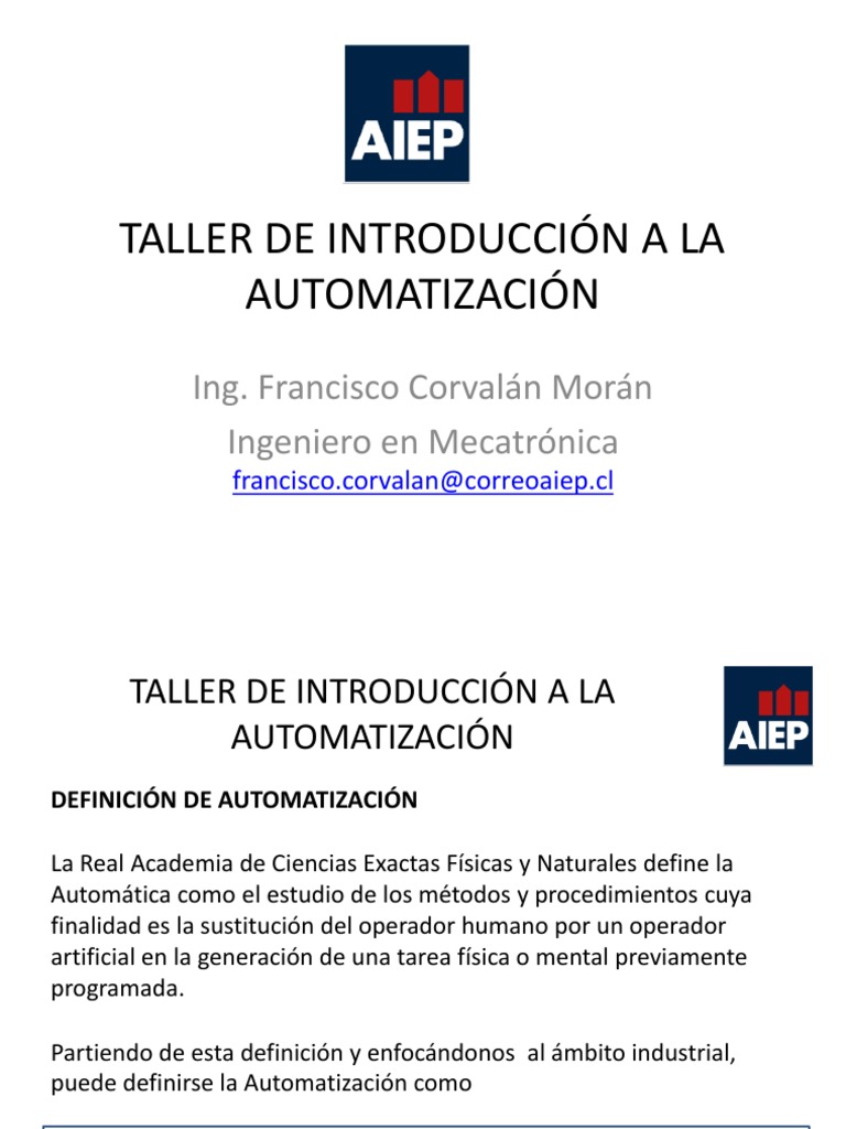 Clase 1 Taller de Introducción A La Automatización | PDF | Automatización | Sistema de control