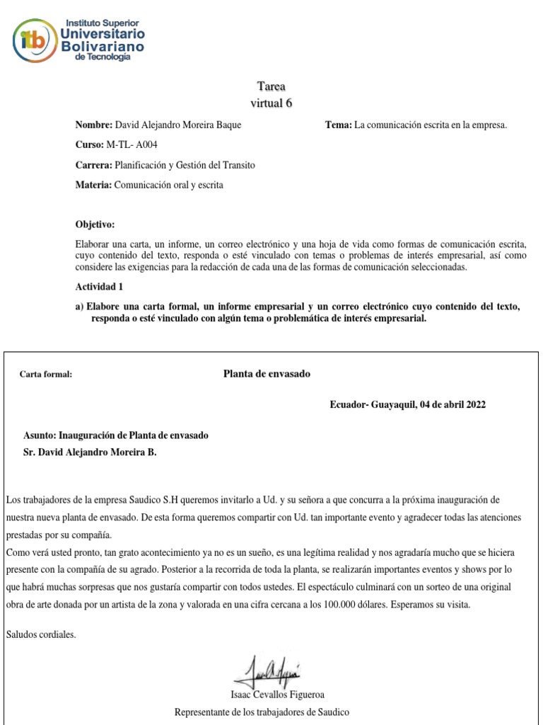 Tarea Virtual 6 Coe. | PDF