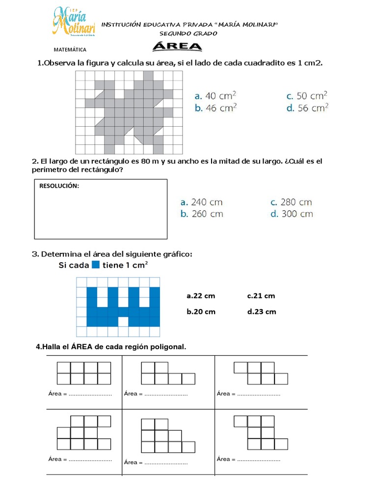 1.observa La Figura y Calcula Su Área, Si El Lado de Cada Cuadradito Es ...