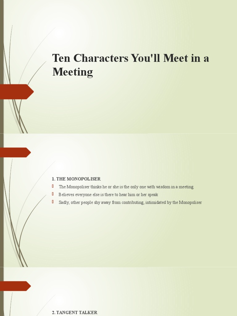 10 Characters in A Meeting | PDF | Social Psychology | Psychological ...
