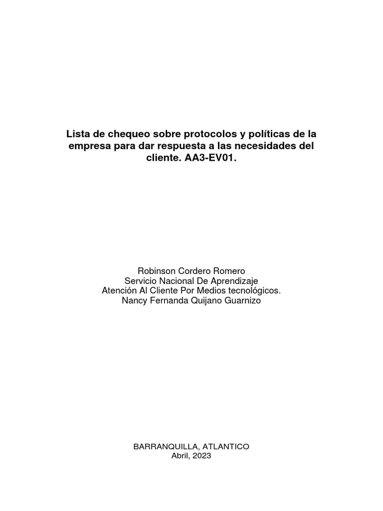 Evidencia Lista de Chequeo | PDF