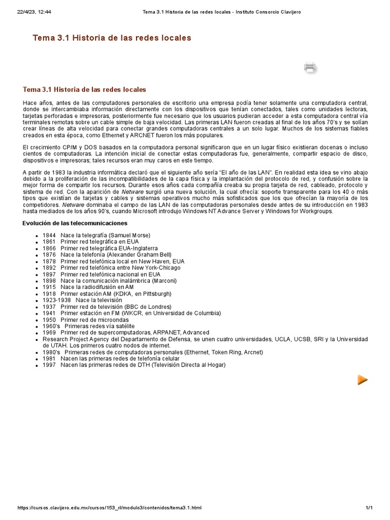 Tema 3.1 Historia de Las Redes Locales - Instituto Consorcio Clavijero | Descargar gratis PDF ...