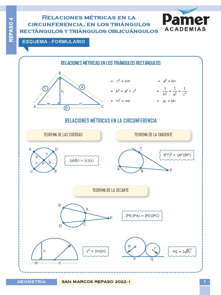 Geom - R4 - Relaciones Métricas en La Circunferencia, Triángulos, Rectángulos y Triángulos ...