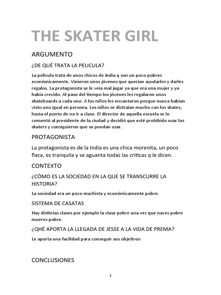 The Skater Girl | PDF