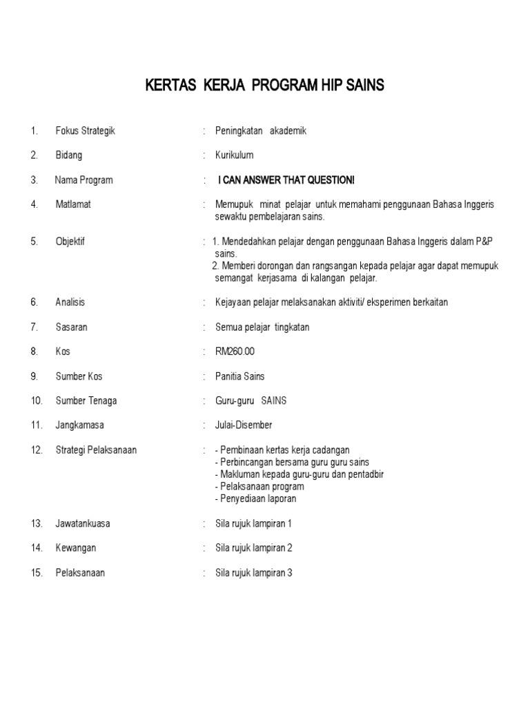 kertas kerja HIP sains TAHUN 2021 | PDF