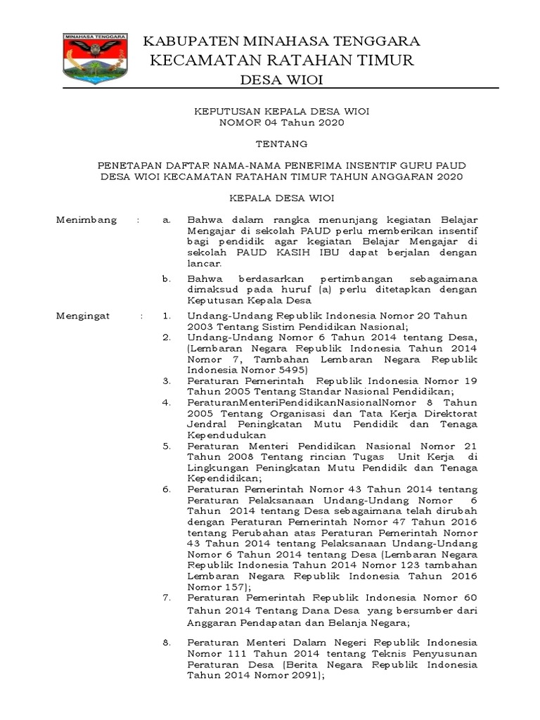 Kecamatan Ratahan Timur: Kabupaten Minahasa Tenggara Desa Wioi | PDF