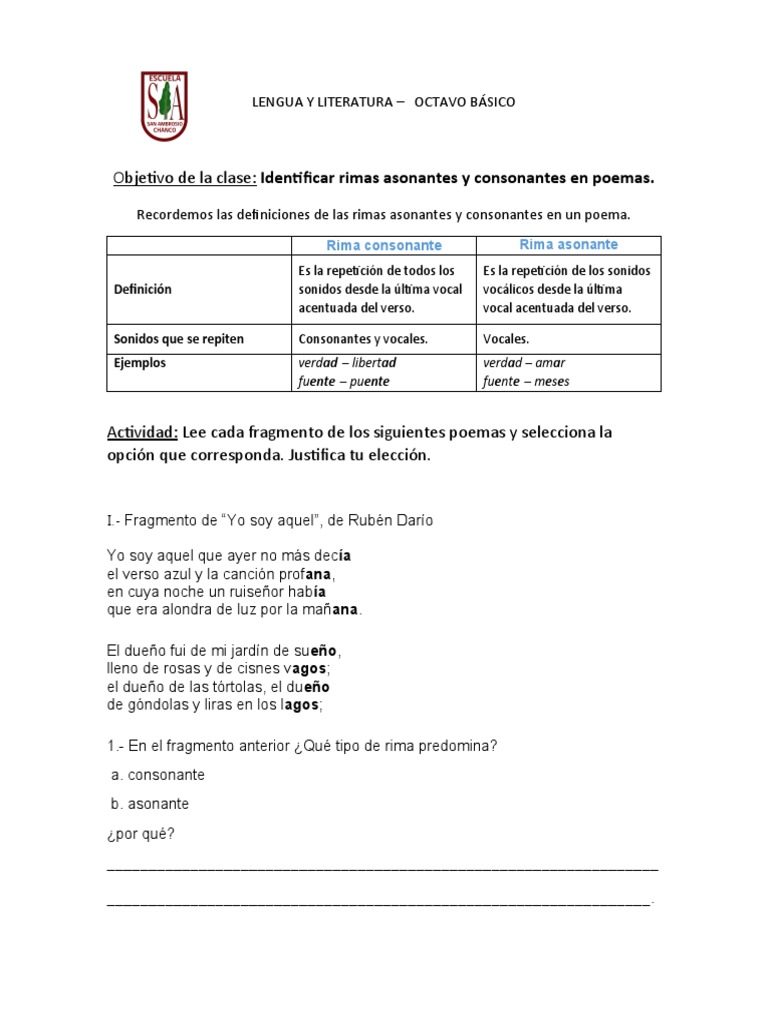 LENGUA Y LITERATURA Octavo A | PDF | Rima | Poesía