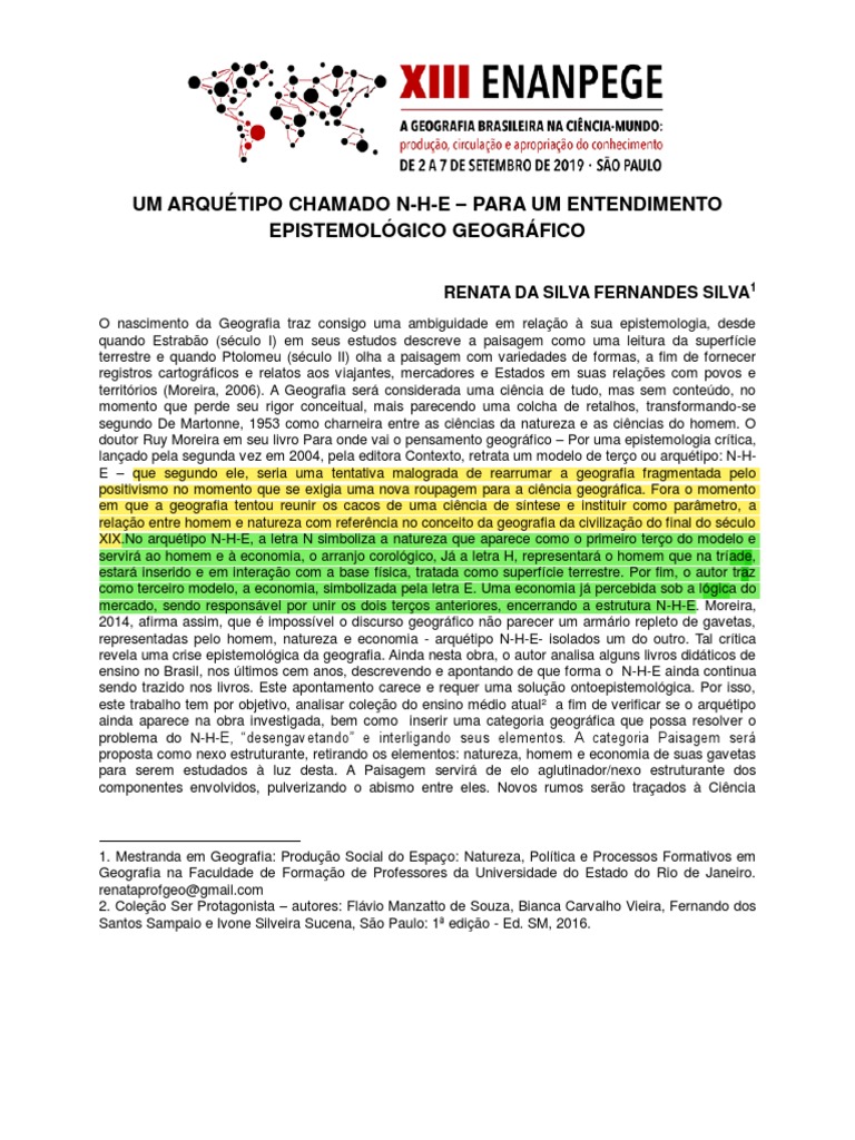 Um Arquétipo Chamado N-H-E - para Um Entendimento Epistemológico Geográfico | PDF | Geografia ...