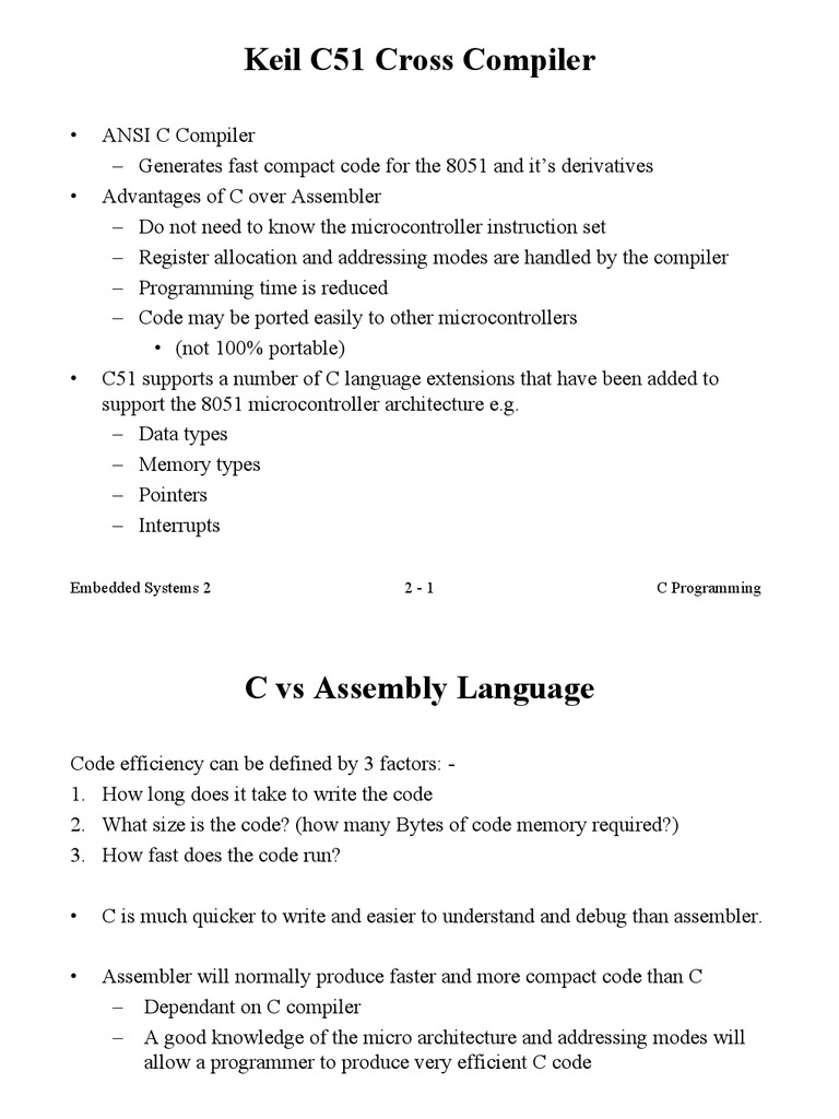 Keil C51 Cross Compiler Embedded Systems 2 2 1 C Programming Pdf C Programming Language