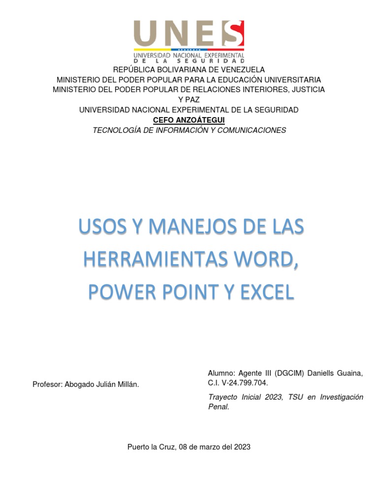 Uso de Las Herramientas de Texto, Multimedia y Cálculos | PDF ...