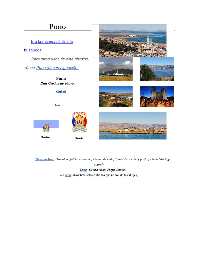 Puno: Ciudad del Lago Titicaca y Cultura | PDF | Perú