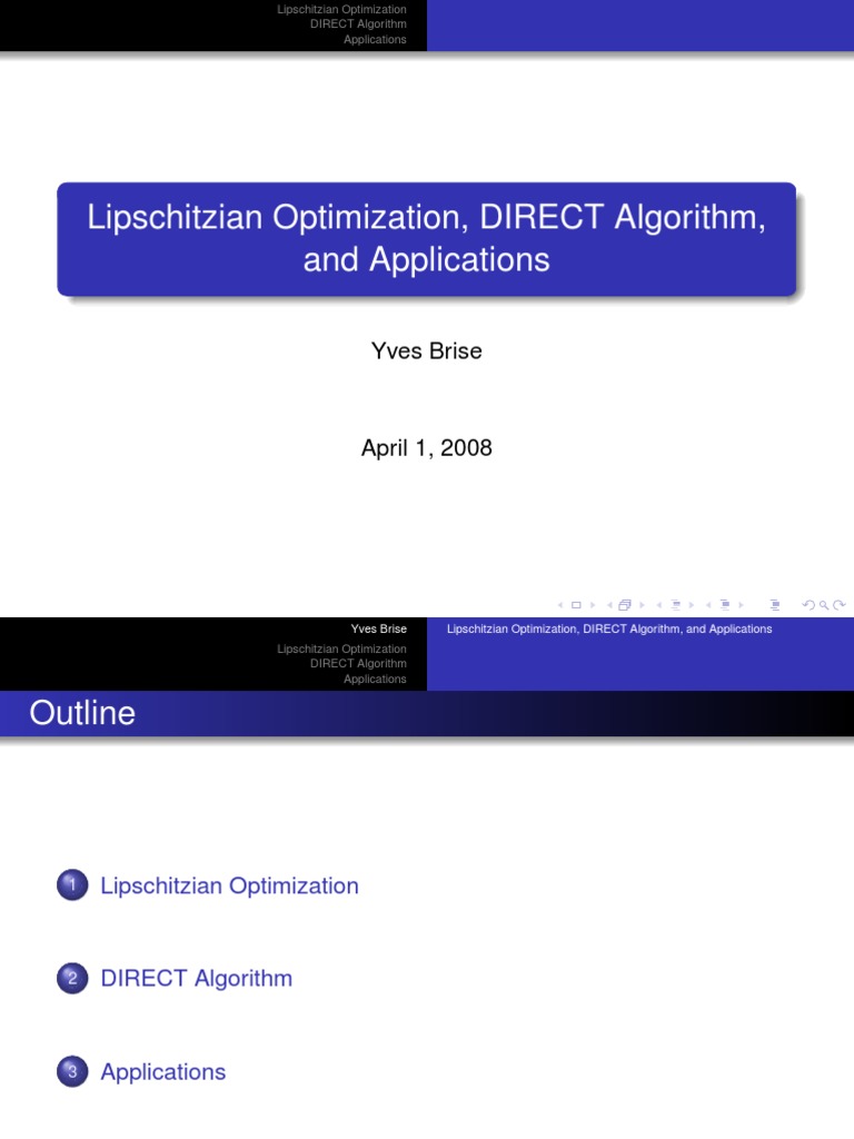 Lipschitzian Optimization, DIRECT Algorithm, and Applications | PDF | Mathematical Optimization ...