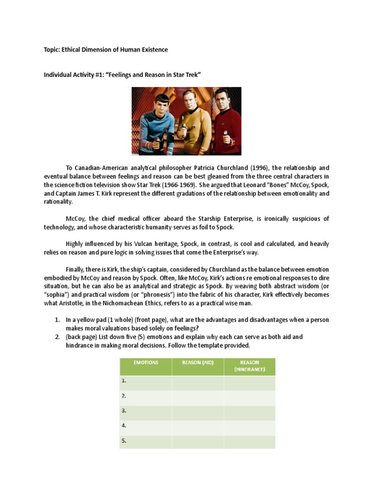 Balancing Emotion and Reason: A Utilitarian Analysis of the Star Trek ...