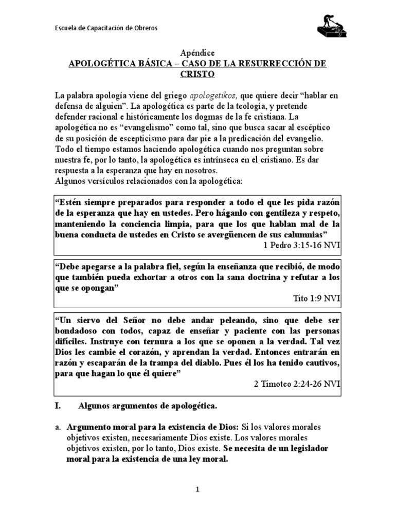 Escuela de Capacitación de Obreros | PDF | Jesús | Apologética