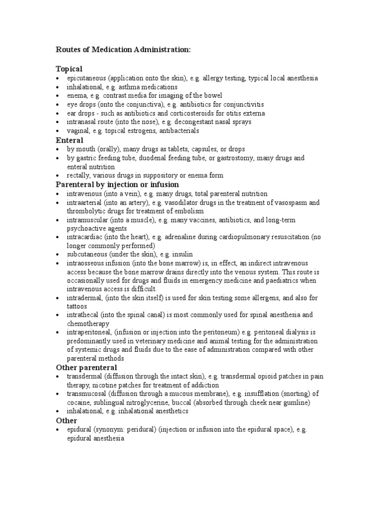 Routes of Medication Administration | PDF | Medical Treatments ...