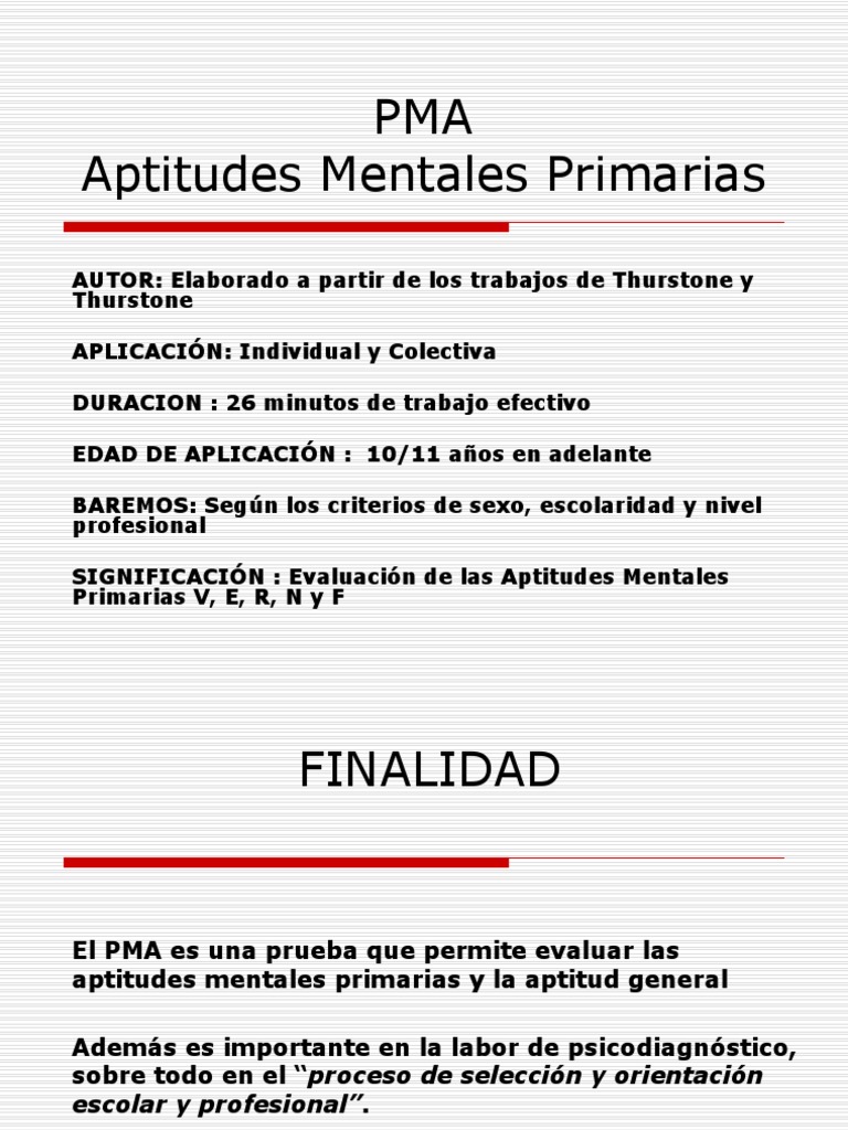 PMA Aptitudes Mentales Primarias | PDF | Estadísticas | Science
