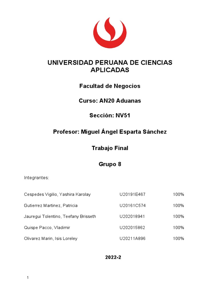 TF - Grupo 8 | Descargar gratis PDF | aduana | Arancel